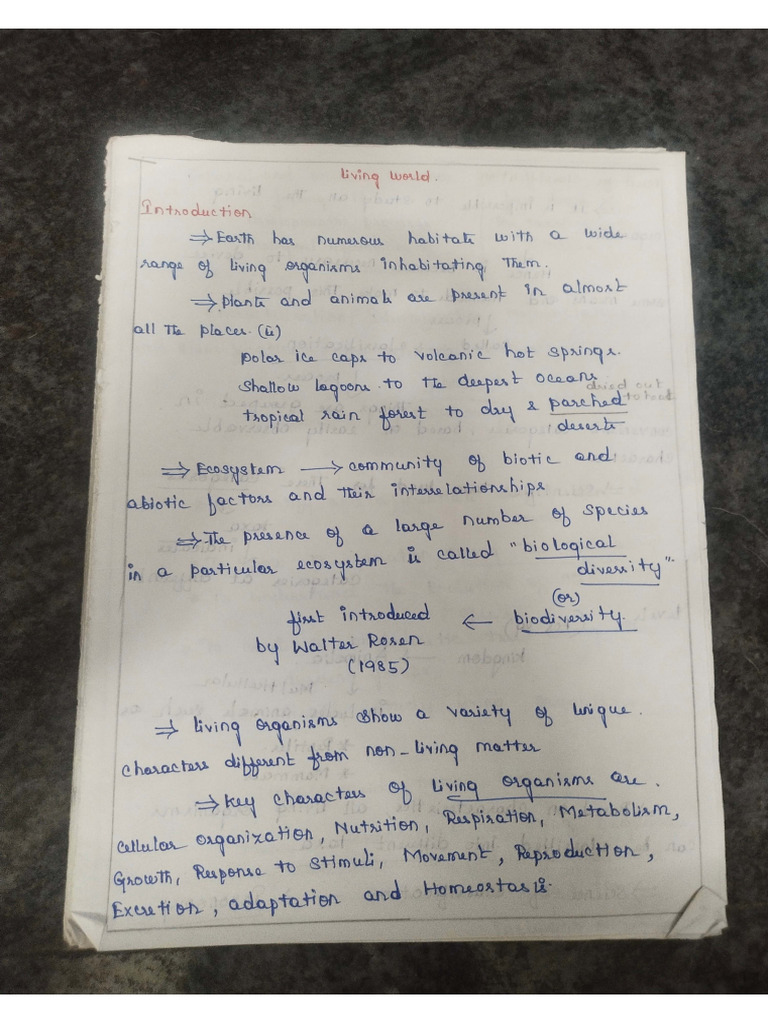 Bio - Living World Notes | PDF