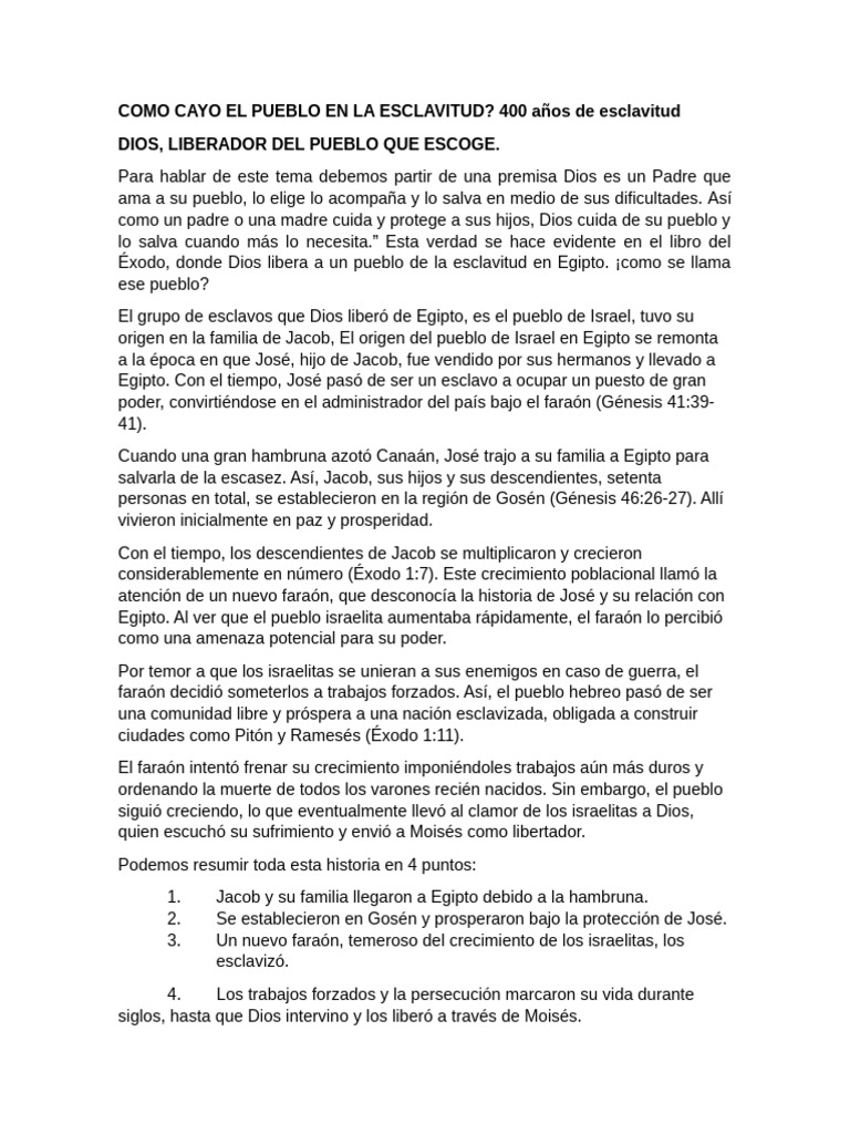 Como Cayo El Pueblo en La Esclavitud | PDF | Libro del éxodo | Jacob