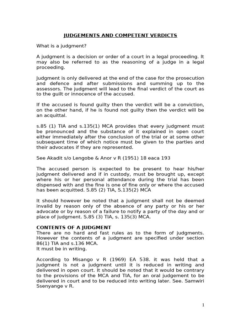 Judgements and Competent Verdicts | PDF | Sentence (Law) | Acquittal