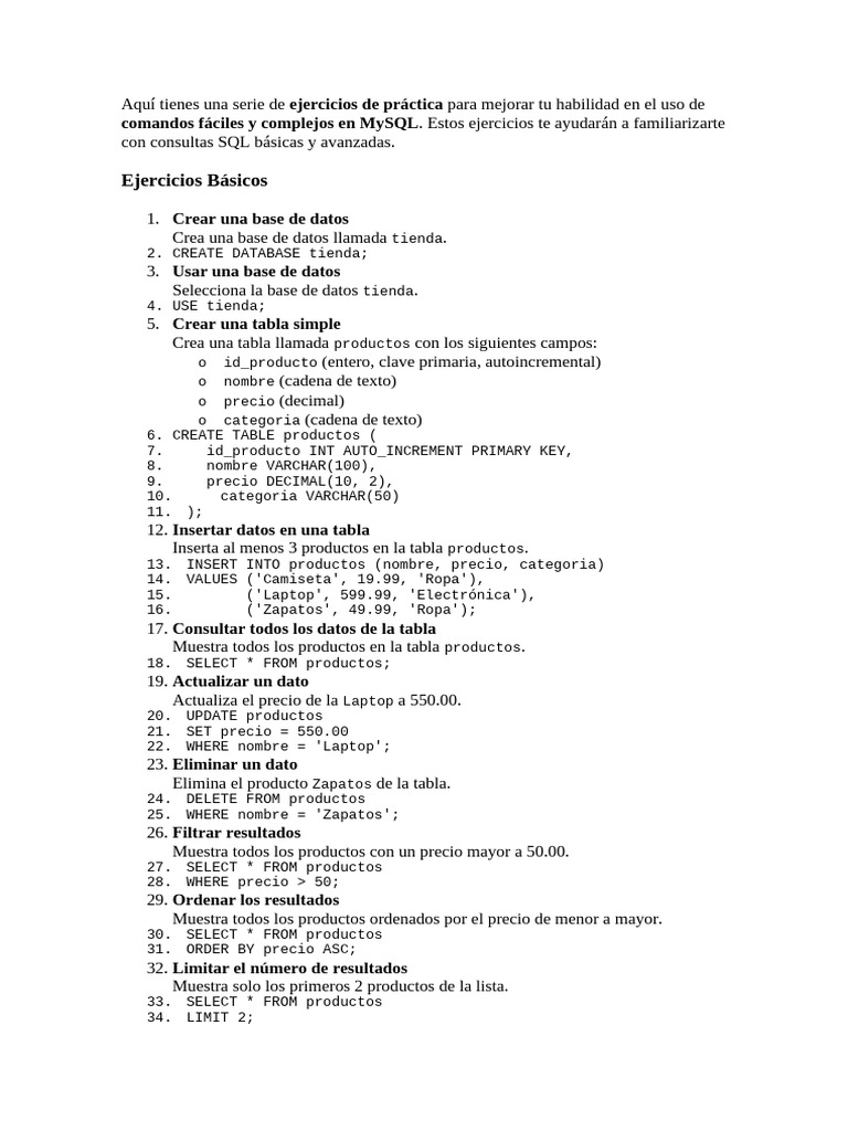 EJERCICIOS PRACTICA SQL | PDF | SQL | Gestión de datos