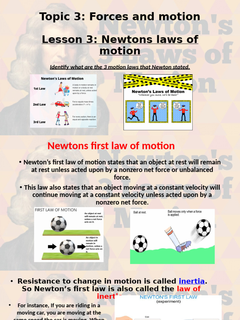 Newtons Laws of Motion | PDF | Force | Acceleration