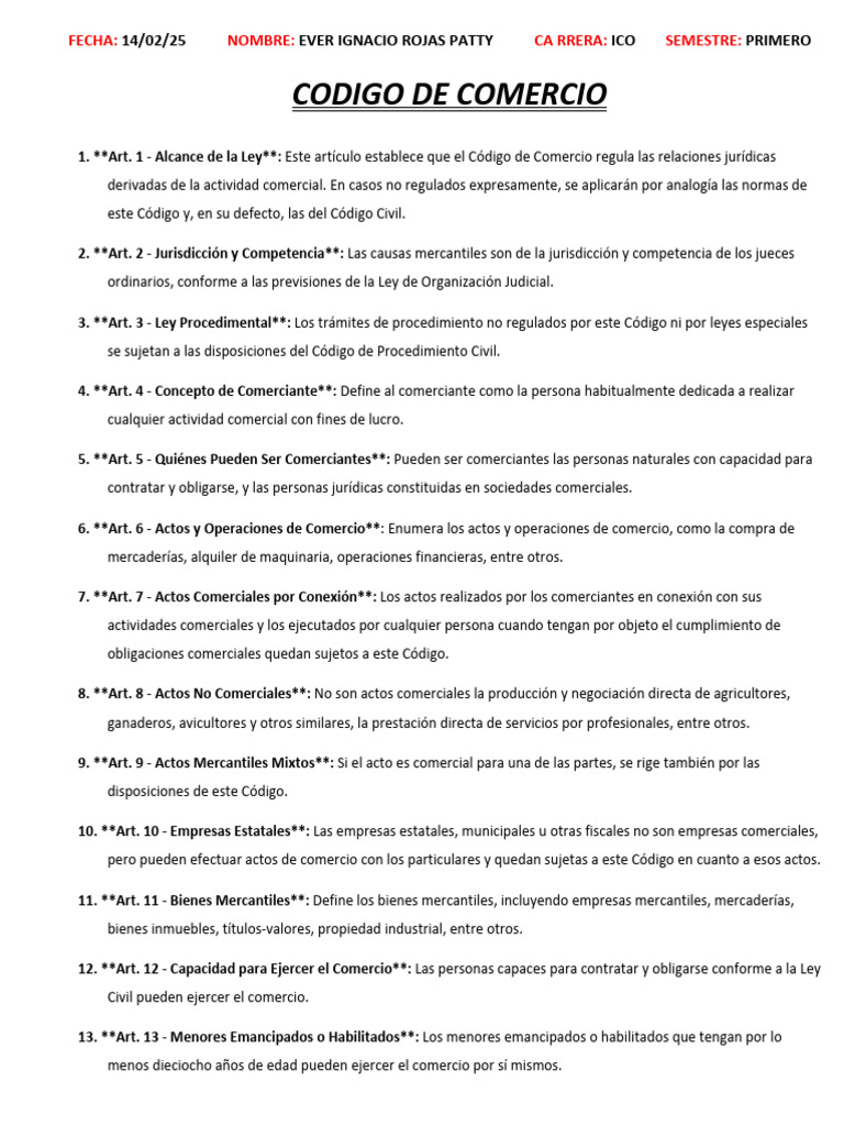Resumen del Código de Comercio | PDF | Contabilidad | Estado financiero