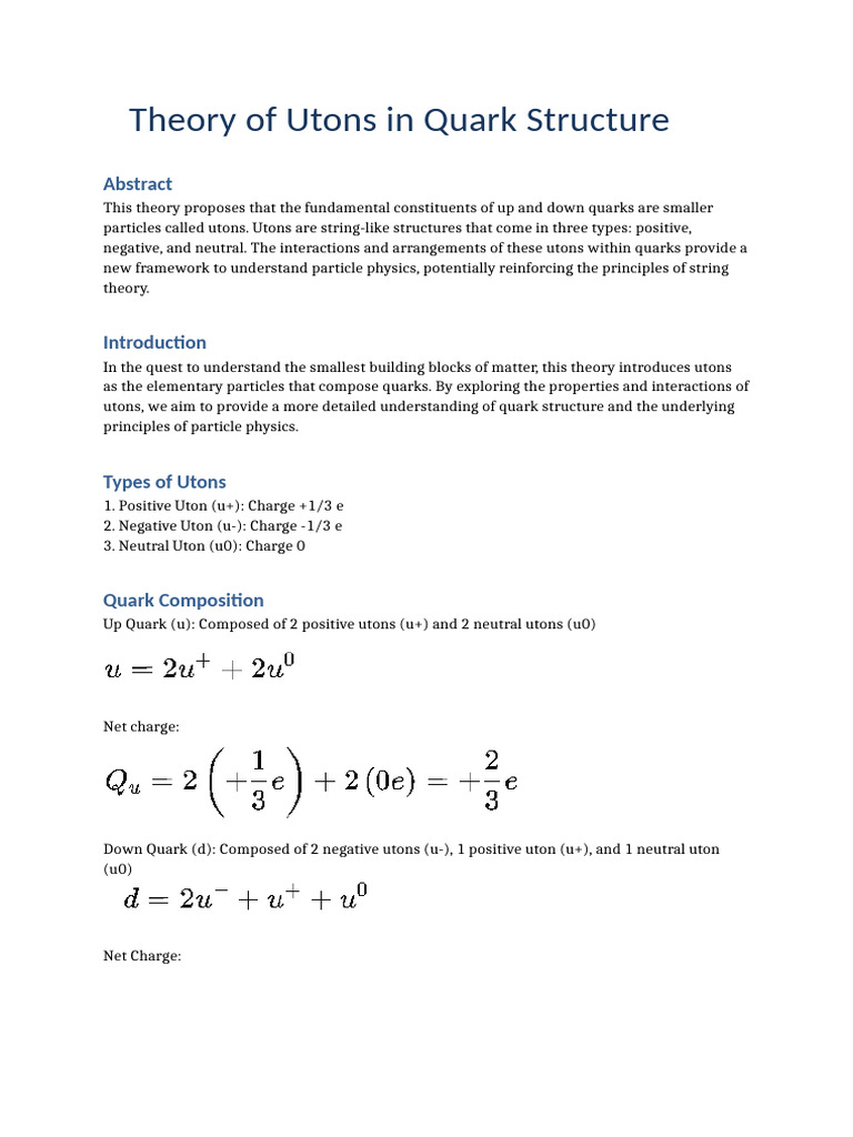 Theory of Utons in Quark Structure by Yuvan Pandey | PDF | Fundamental Interaction | Elementary ...