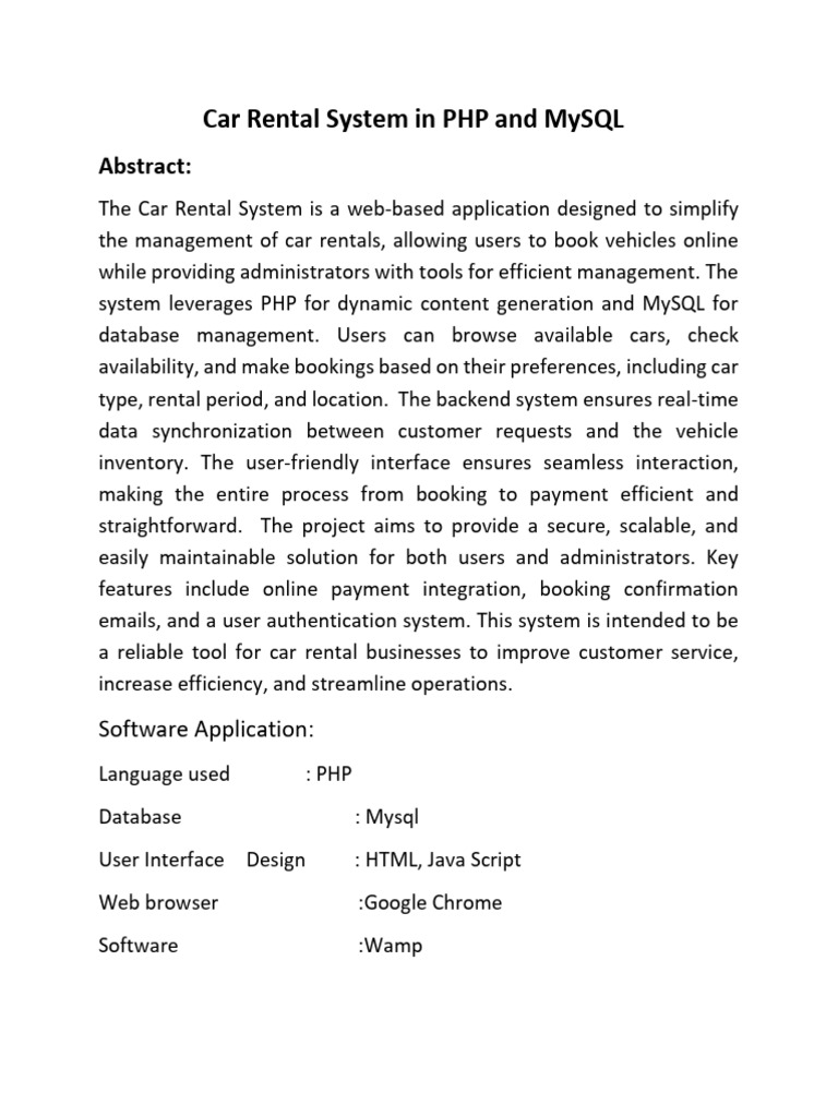Car Rental System for Businesses | PDF