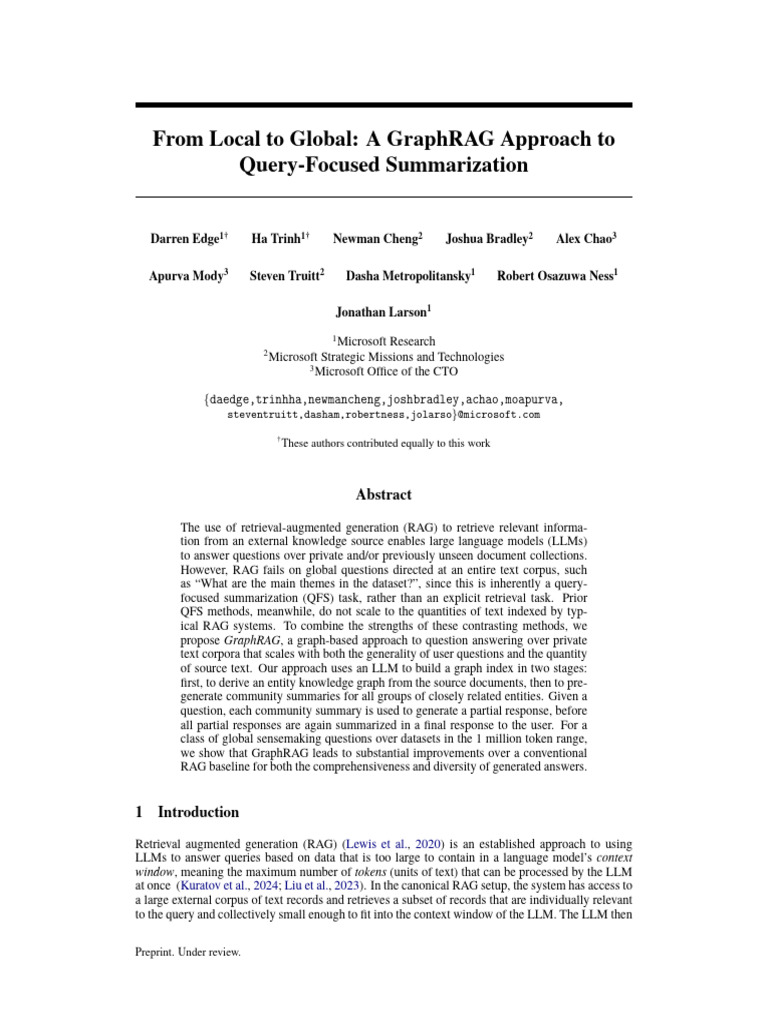 from local to global - GraphRAG | PDF | Artificial Intelligence | Intelligence (AI) & Semantics