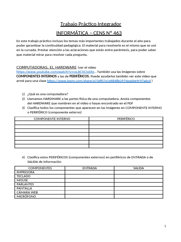 TP Integrador Final Informatica | PDF | Periférico | Hardware de la computadora