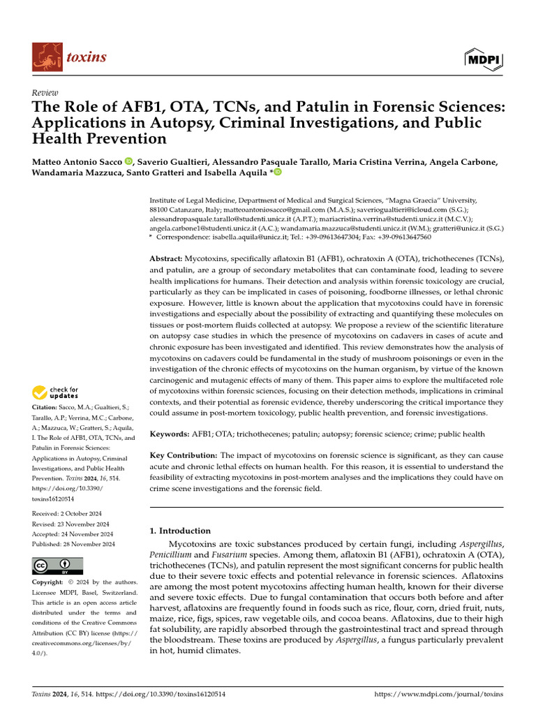 The Role of AFB1, OTA, TCNS, A | PDF | Mycotoxin | Fungus