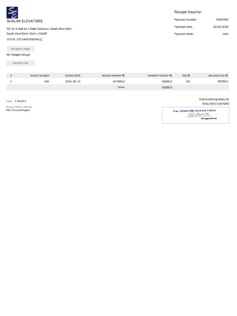 343-Payment In-Mr. Deepak Sehgal | PDF