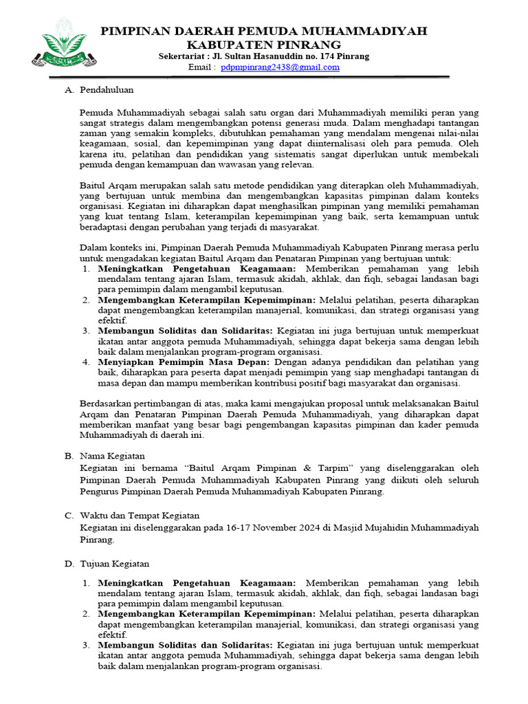 Proposal BAD & Tarpim | PDF