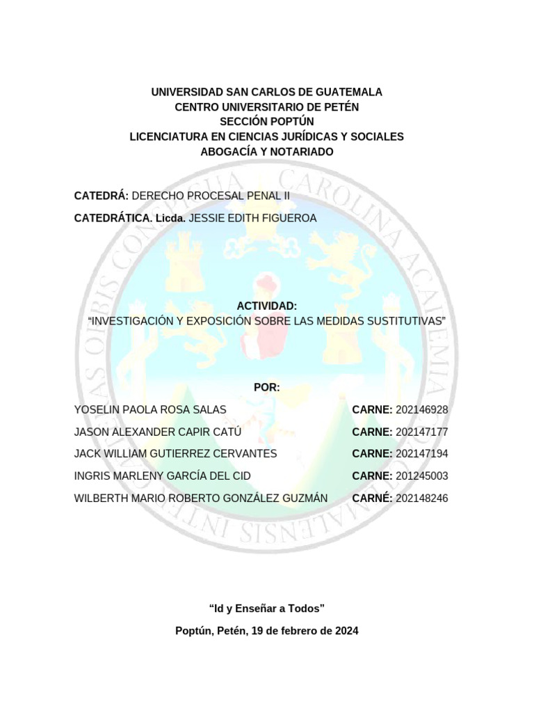 Medidas Sustitutivas En Guatemala Pdf Derecho Penal Castigos 4150
