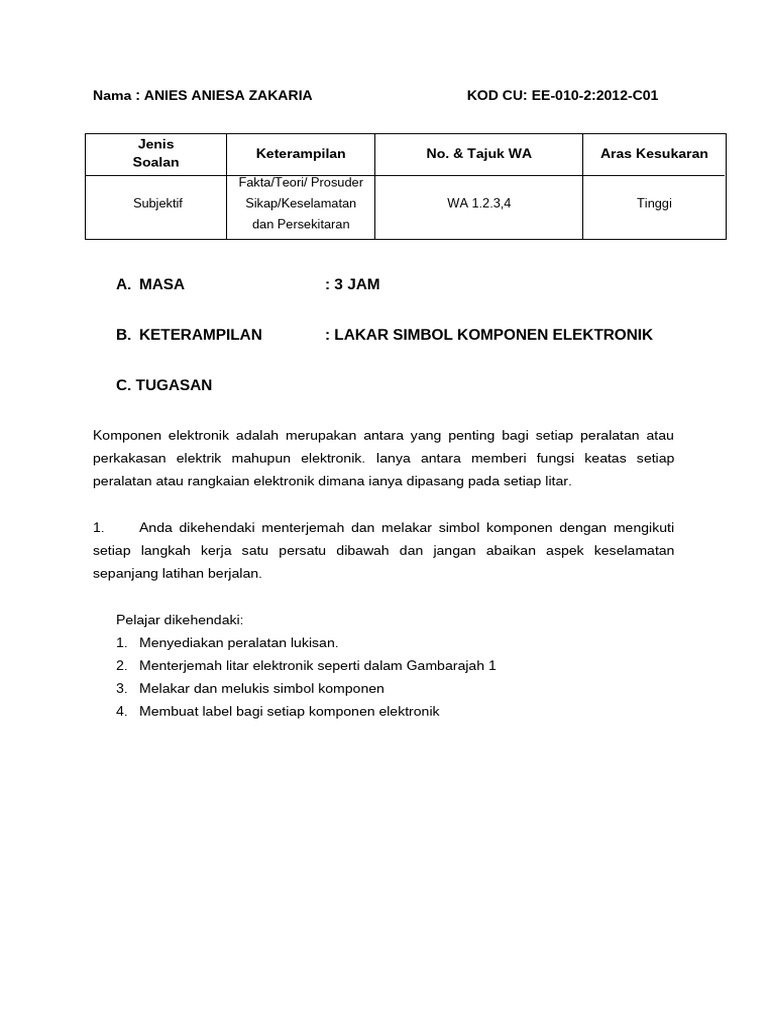 Soalan Amali Anesa | PDF