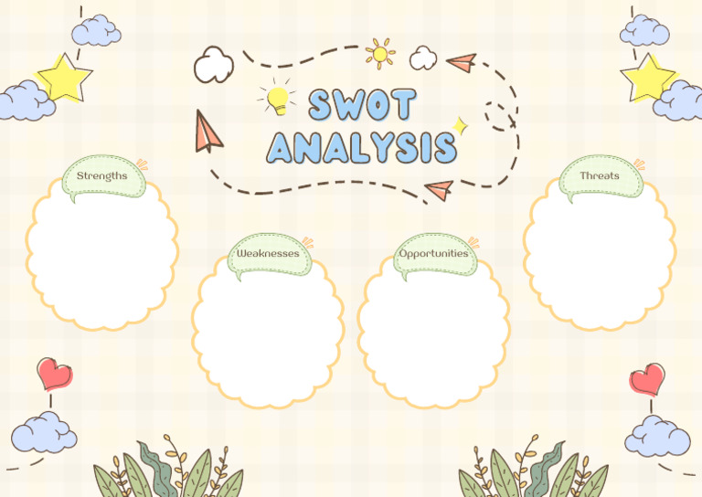 Cream Colorful Pastel Cute Illustration SWOT Analysis Graphic Organizer ...