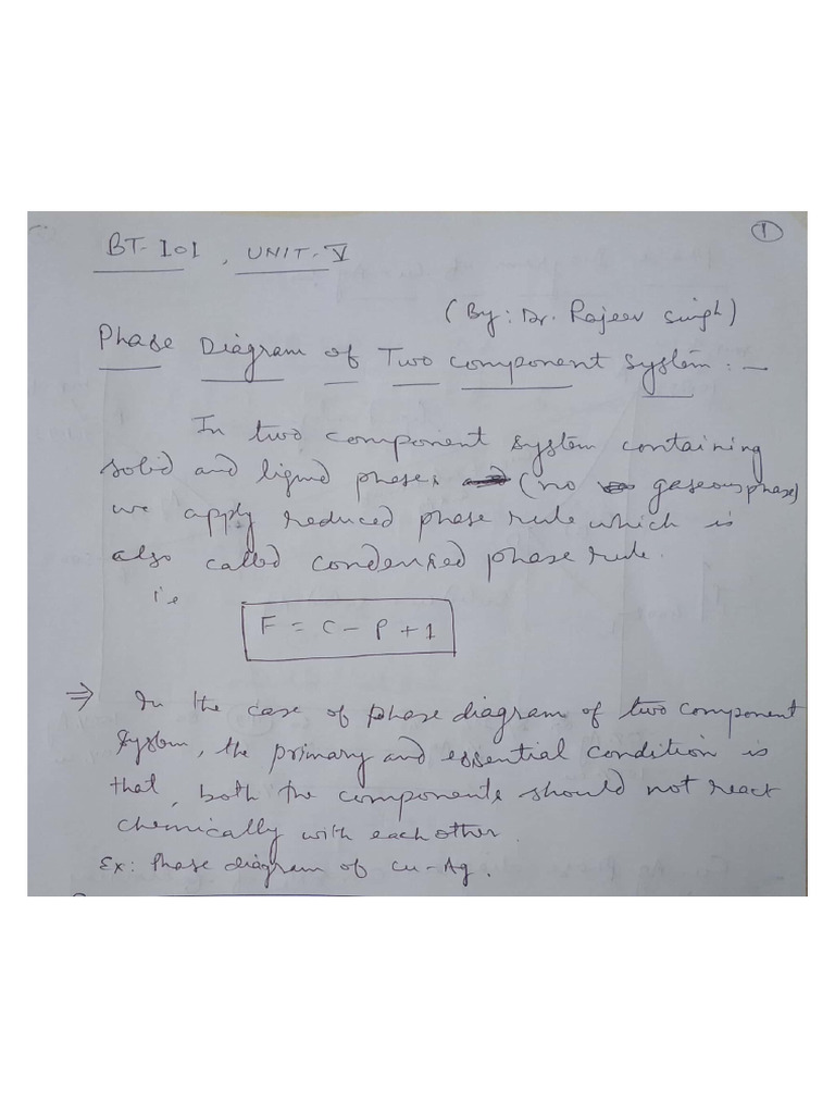 Phase Diagram of Two Component System | PDF
