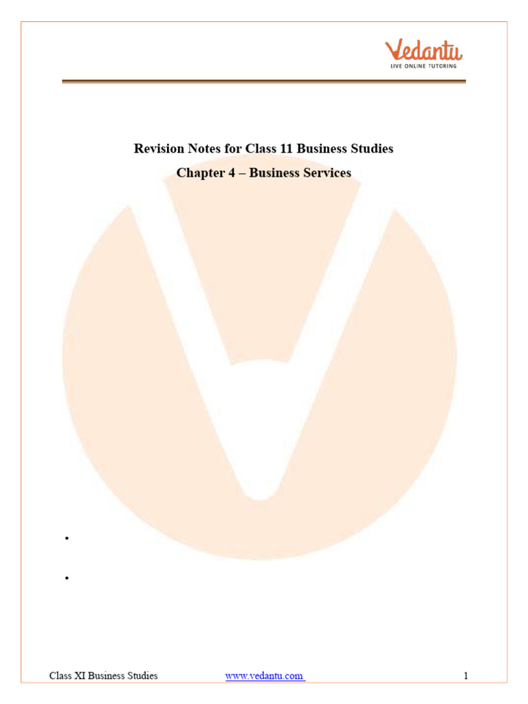 Business Studies Chapter 4 Business Services Class 11 Notes - FREE PDF ...