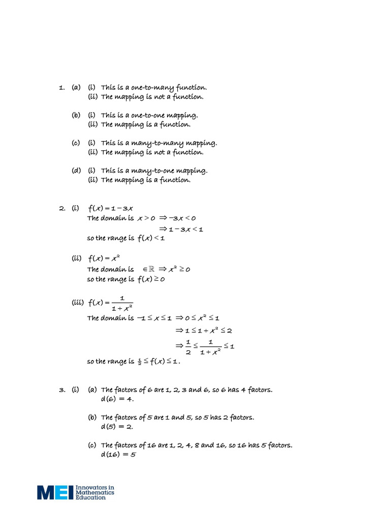 Edexcel C3 Algebra Functions Solutions | PDF | Function (Mathematics ...