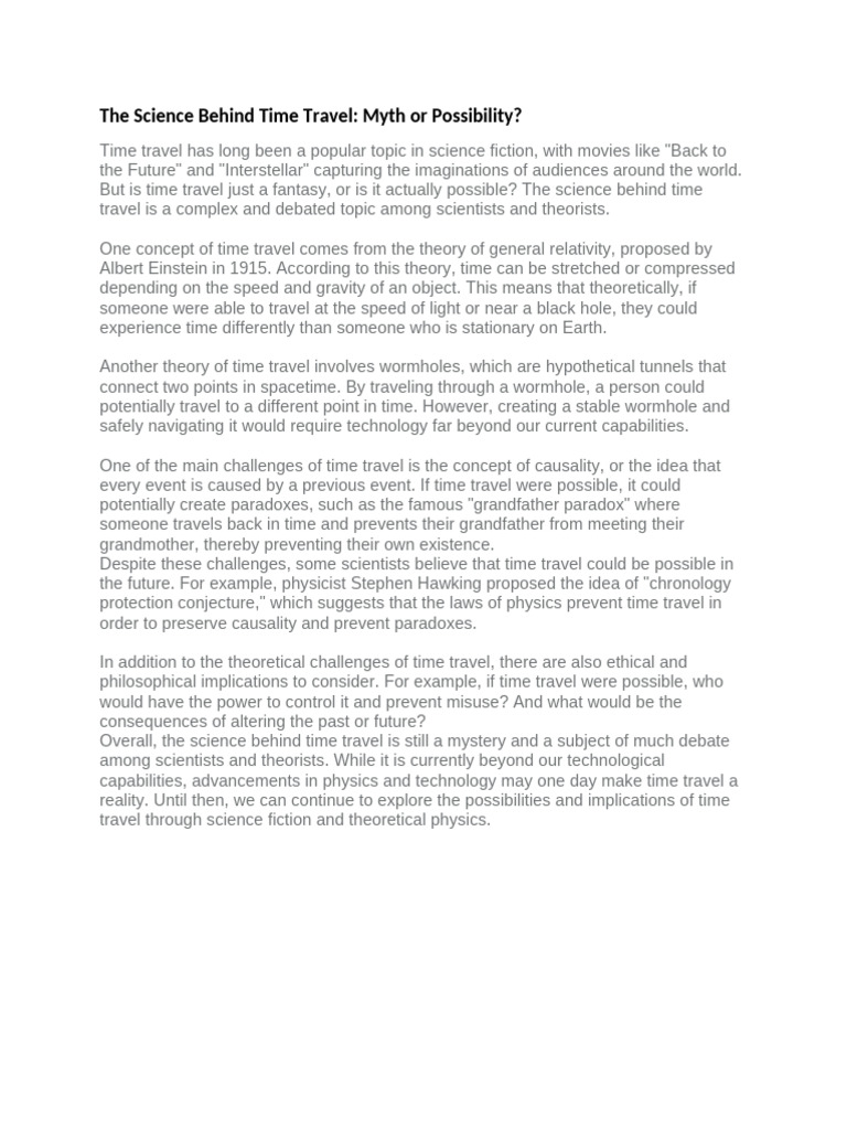 The Science Behind Time Travel | PDF | Time Travel | Time