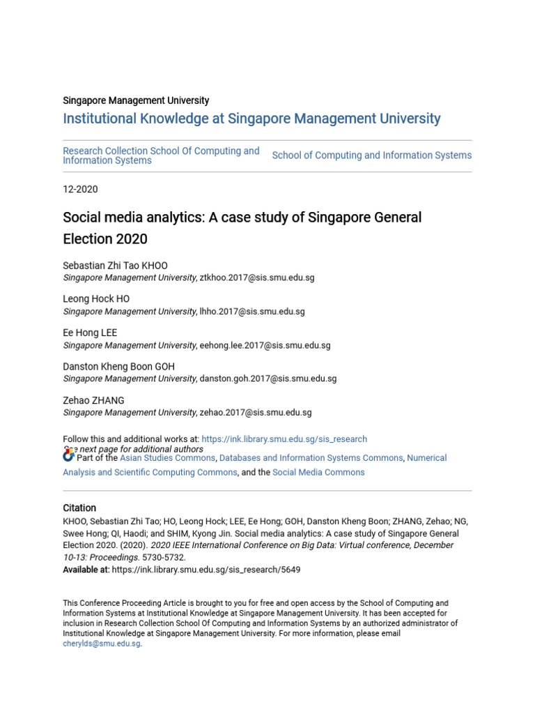 Social Media Analytics - A Case Study of Singapore General Election ...