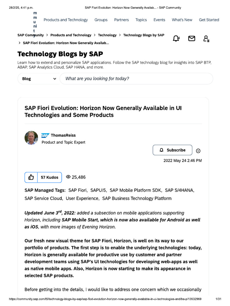 SAP Fiori Evolution Horizon Now Generally Available in UI | PDF