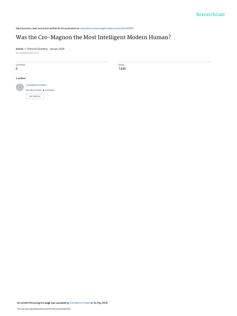 Was The Cro-Magnon The Most Intelligent Modern Hum | PDF | Single ...