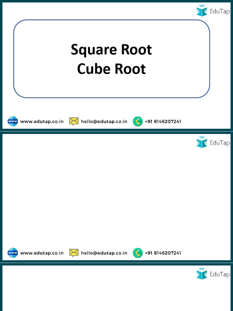 Concept Class 4 - Square Root and Cube Root | PDF