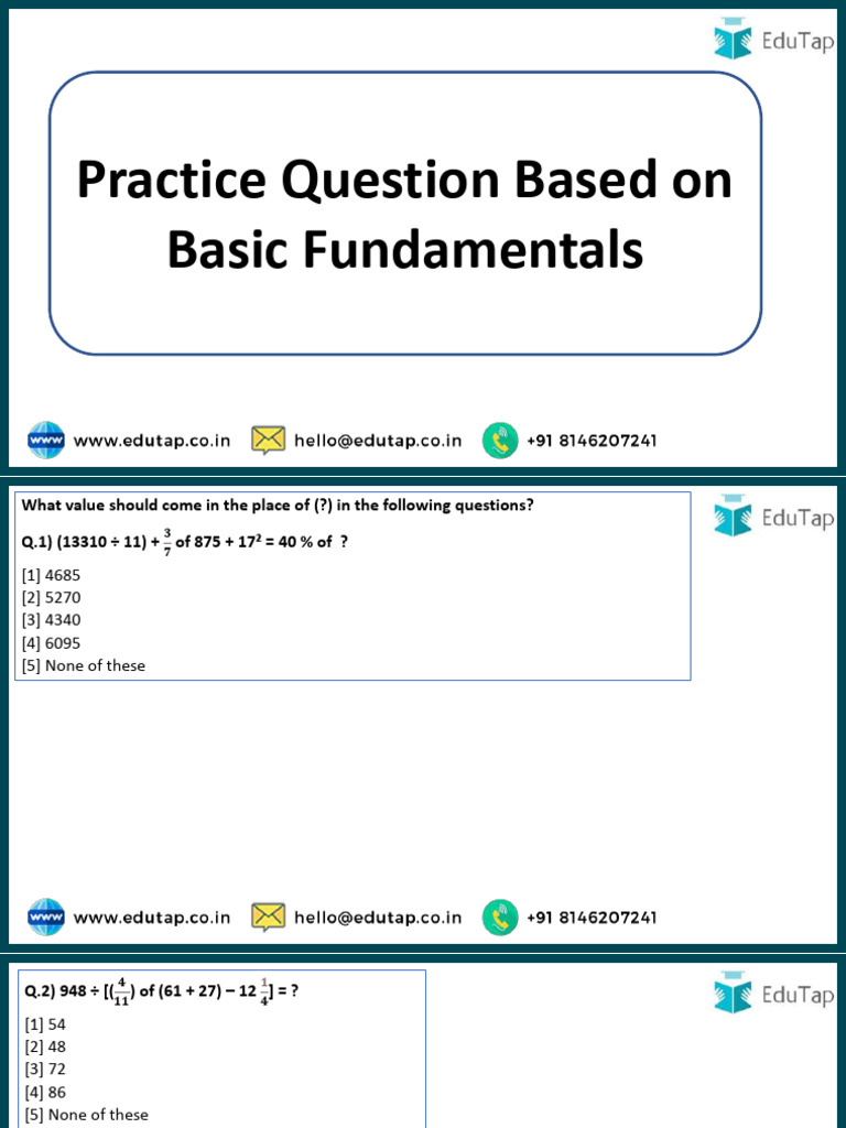 4. Concept Class 5 - Practice question based on Basics | PDF