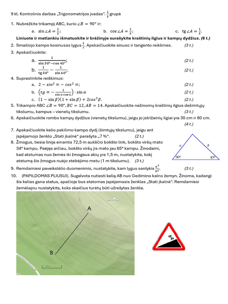 9kl KD Trigonometrija Taisymuisi | PDF