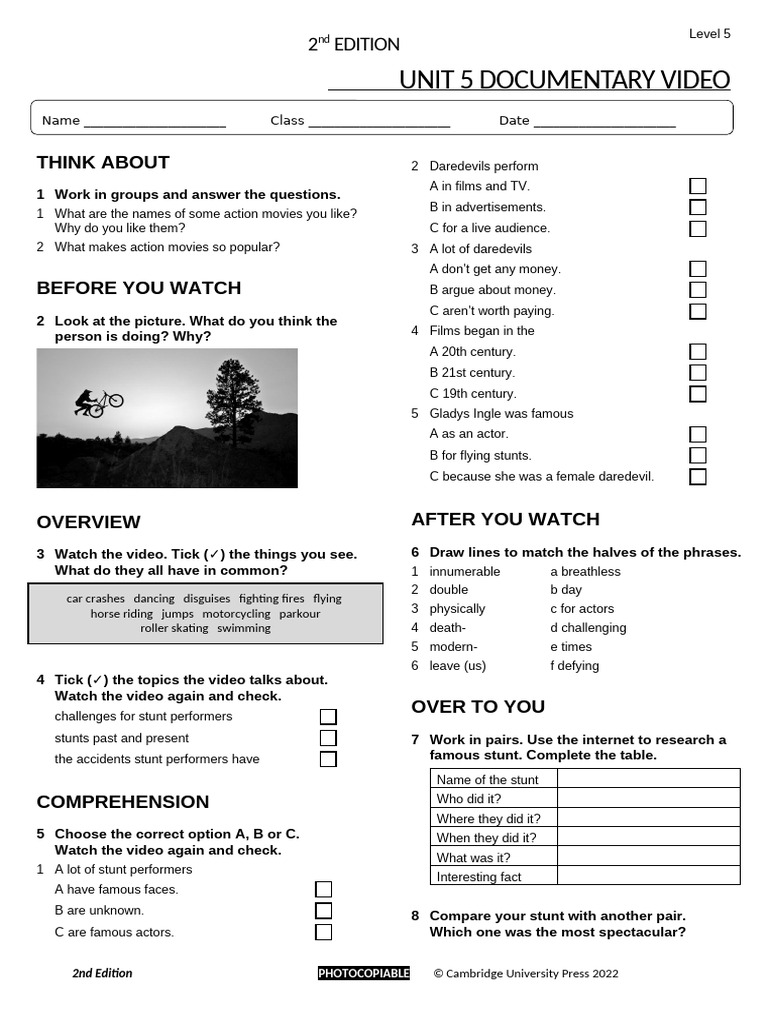 Thk2e BrE L5 Documentary Video Unit 5 | PDF