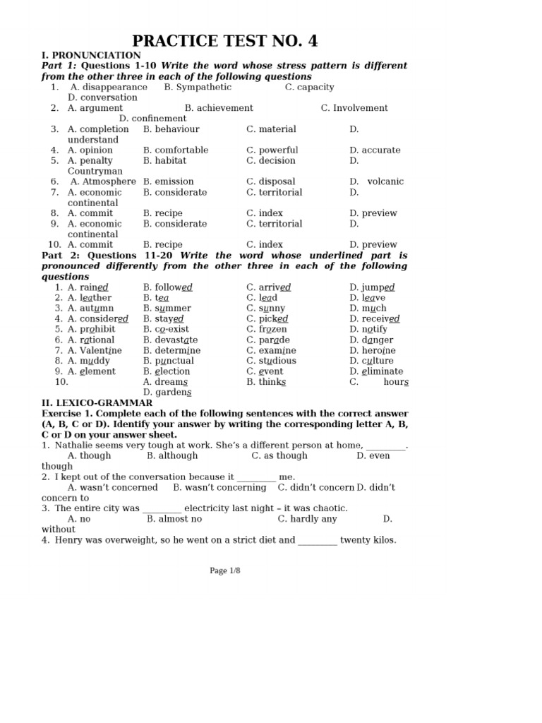 Practice Test No.4 | PDF