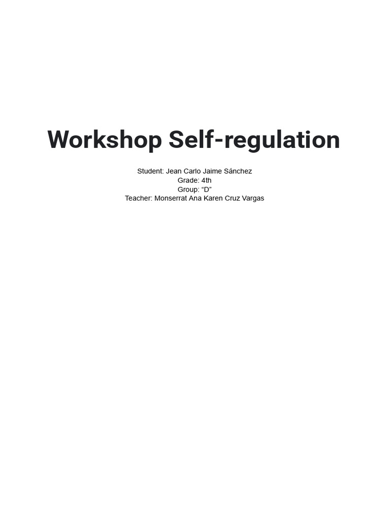 Workshop Self-Regulation | PDF | Thought | Learning