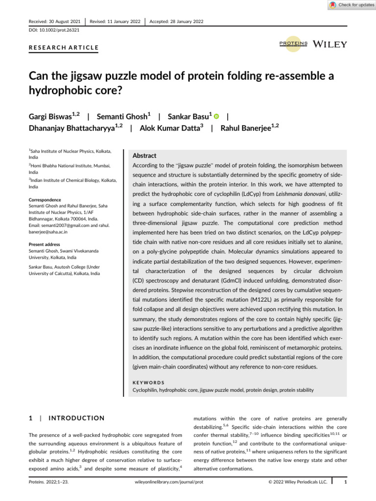 paper30 | PDF | Protein Folding | Proteins