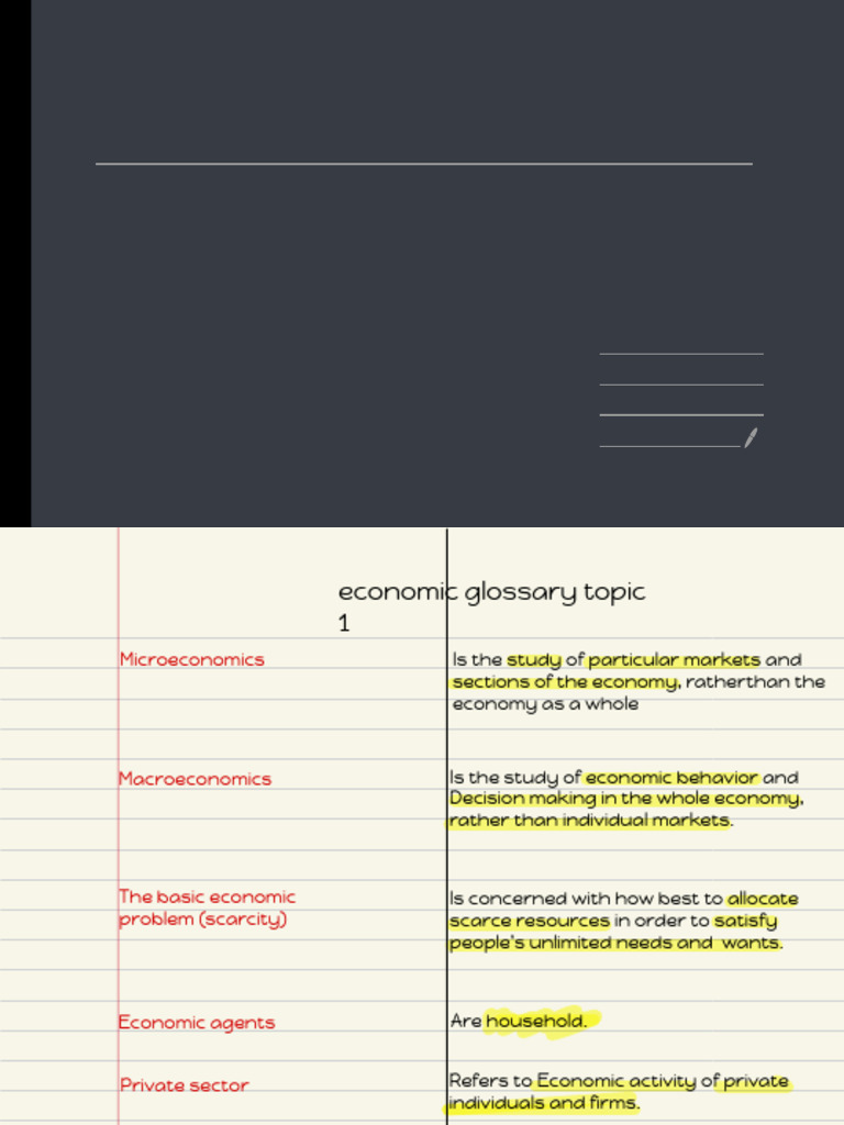 Economics Glossary Topic 1 | PDF