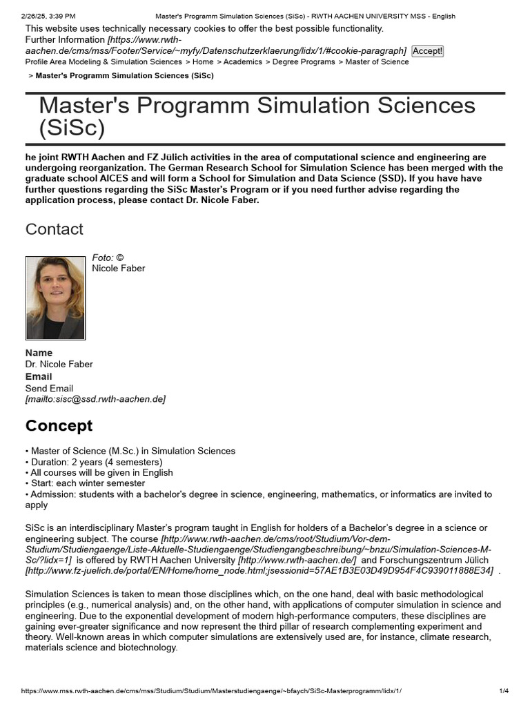 Master's in Simulation Sciences Overview | PDF | Cost Of Living | Science