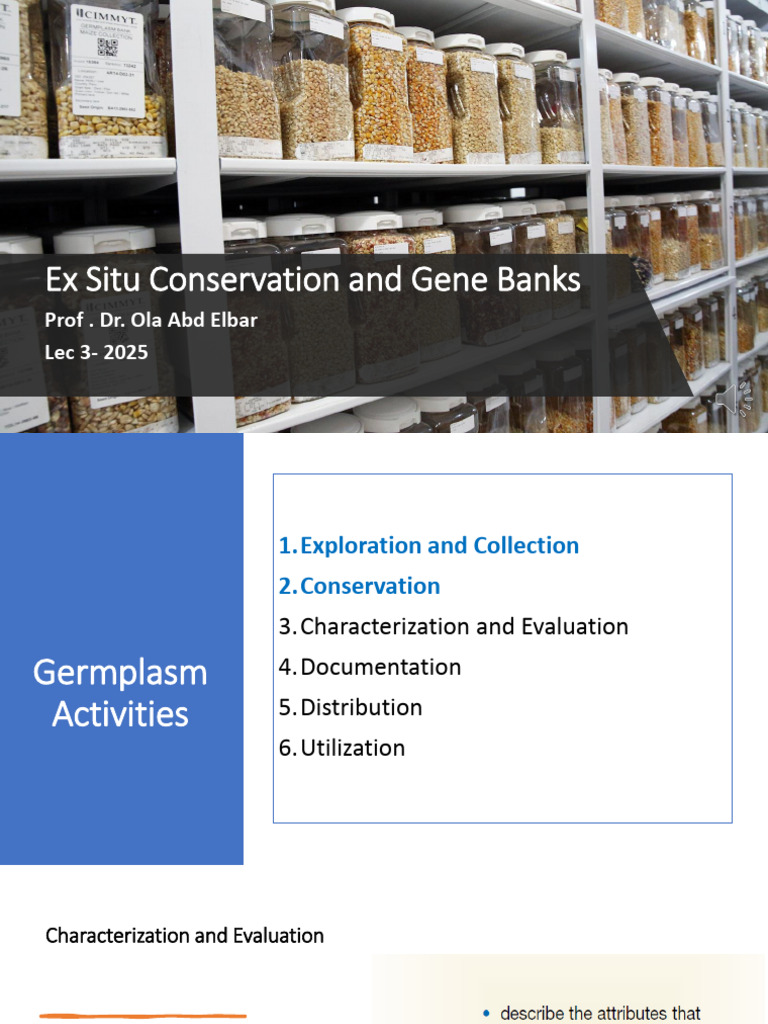 Lec 3 Ex Situ Conservation and Gene banks 2025 M | PDF | Biology | Genetics
