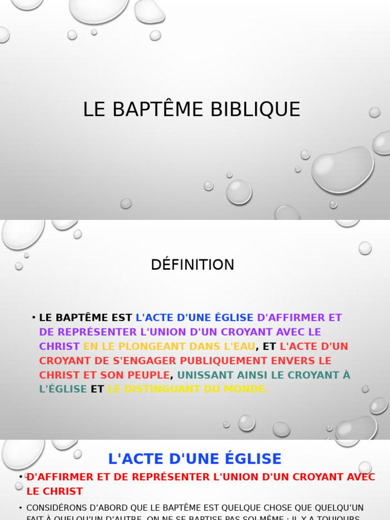 Le Baptême Biblique | PDF | Baptisme | Église chrétienne