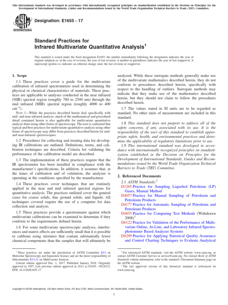 Astm E1655-17 Ir | PDF | Spectrophotometry | Absorbance
