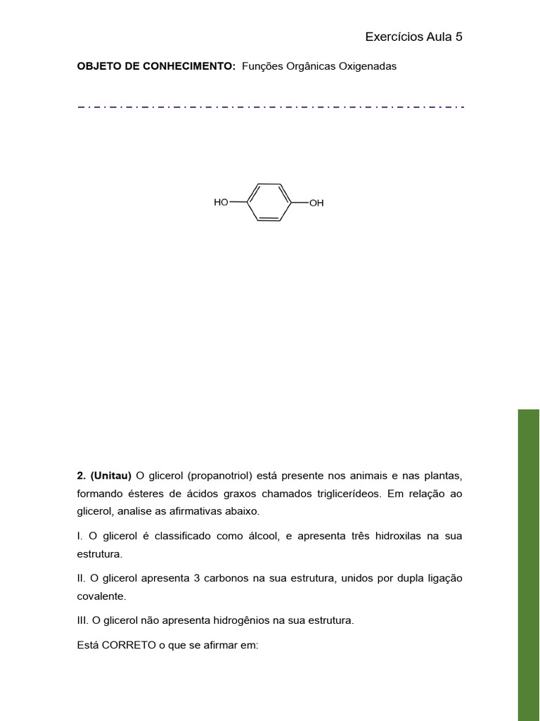 EXERCICIOS-AULA-5_1.docx | PDF | Éster | Aldeído