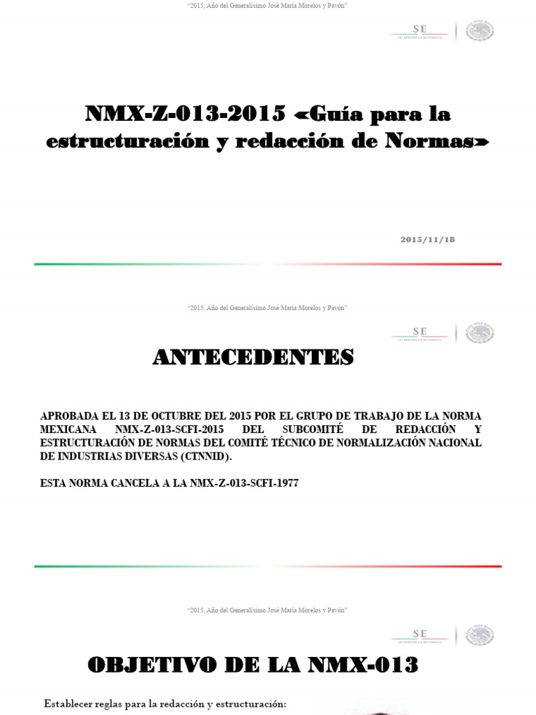 NMX-Z-013-2015 Guía para La Estructuración y Redacción de Normas | PDF | Información | Escritura ...