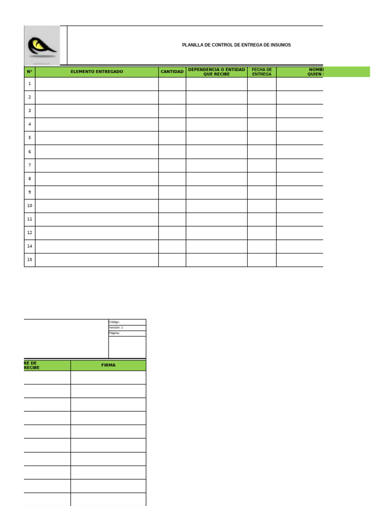 PLANILLA ENTREGA DE INSUMOS | PDF