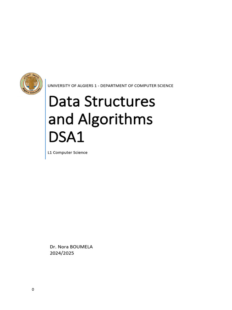 Algiers1 L1CS DSA1 24 25 v2 | PDF | Boolean Data Type | Algorithms