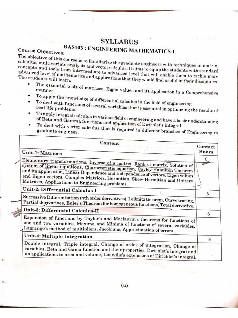 Engineering Math Unit 1 First Year | PDF
