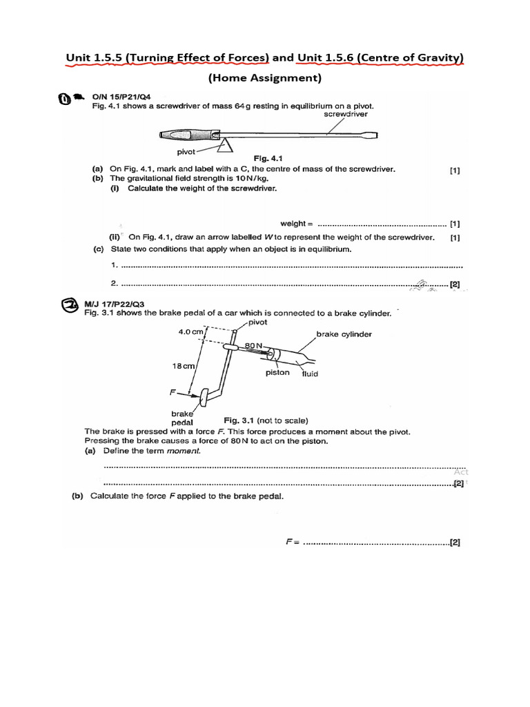 Moment of Force and Centre of Gravity | PDF