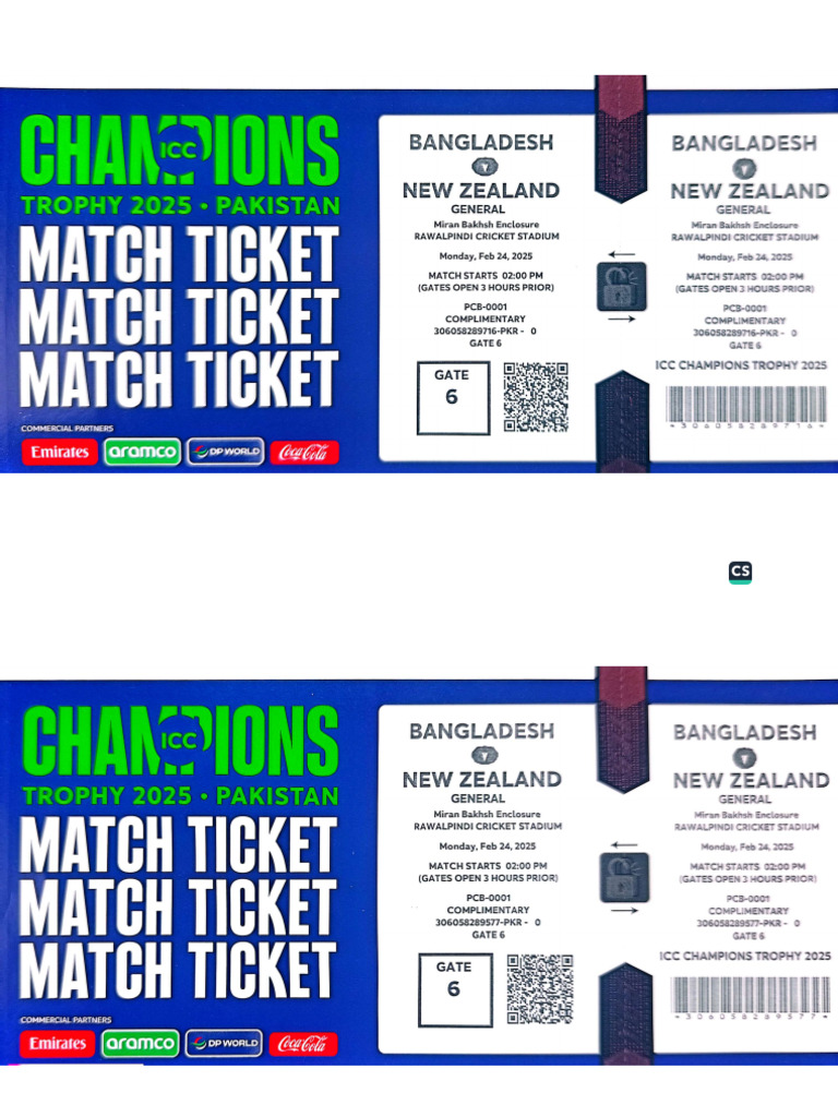 Cricket Match Ticket | PDF
