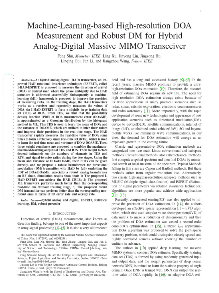 Machine-Learning-based High-resolution DOA | PDF | Eigenvalues And Eigenvectors | Mimo