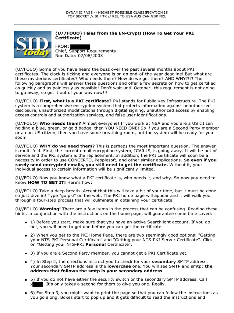 PKI Certificate Guide for NSA Staff | PDF | Public Key Certificate | Telecommunications