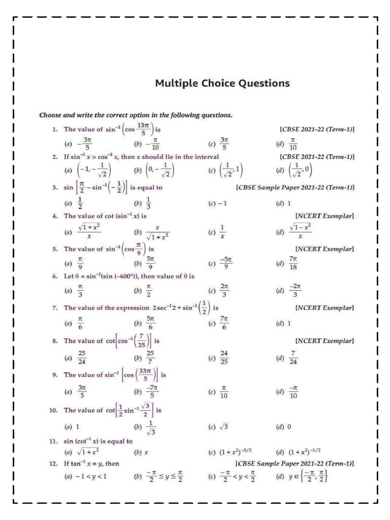 Ch-2 Inverse Trigonometric Functions | PDF