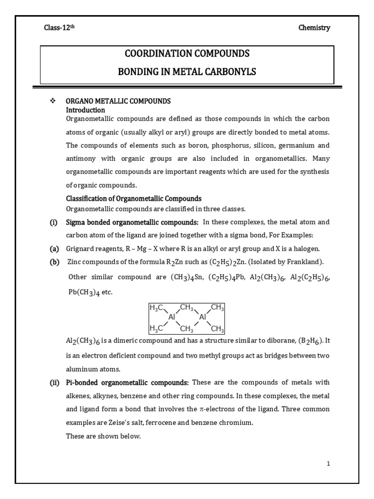 Bonding in Metal Carbonyls Explained | PDF | Organometallic Chemistry ...