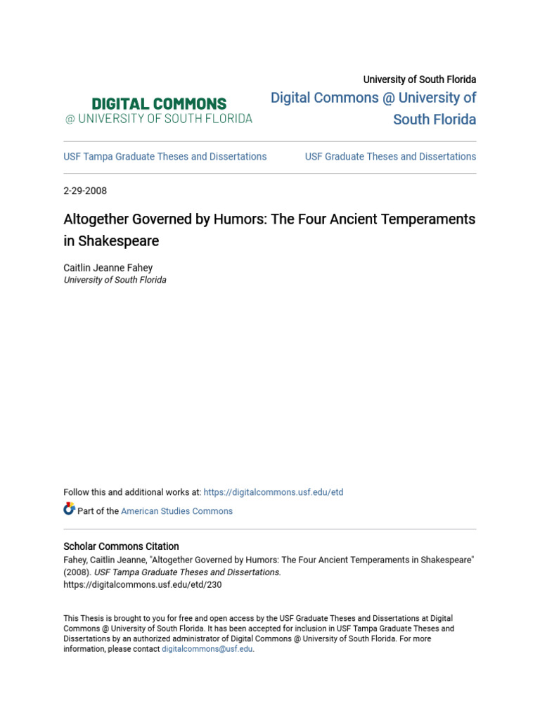 Altogether Governed by Humors - The Four Ancient Temperaments in S ...