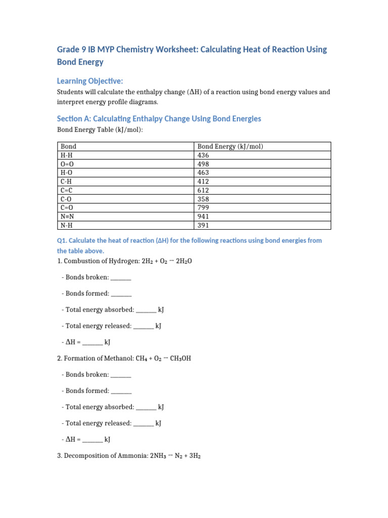 Heat_of_Reaction worksheet | PDF