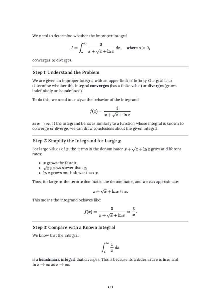 Analyzing Improper Integral Divergence | PDF