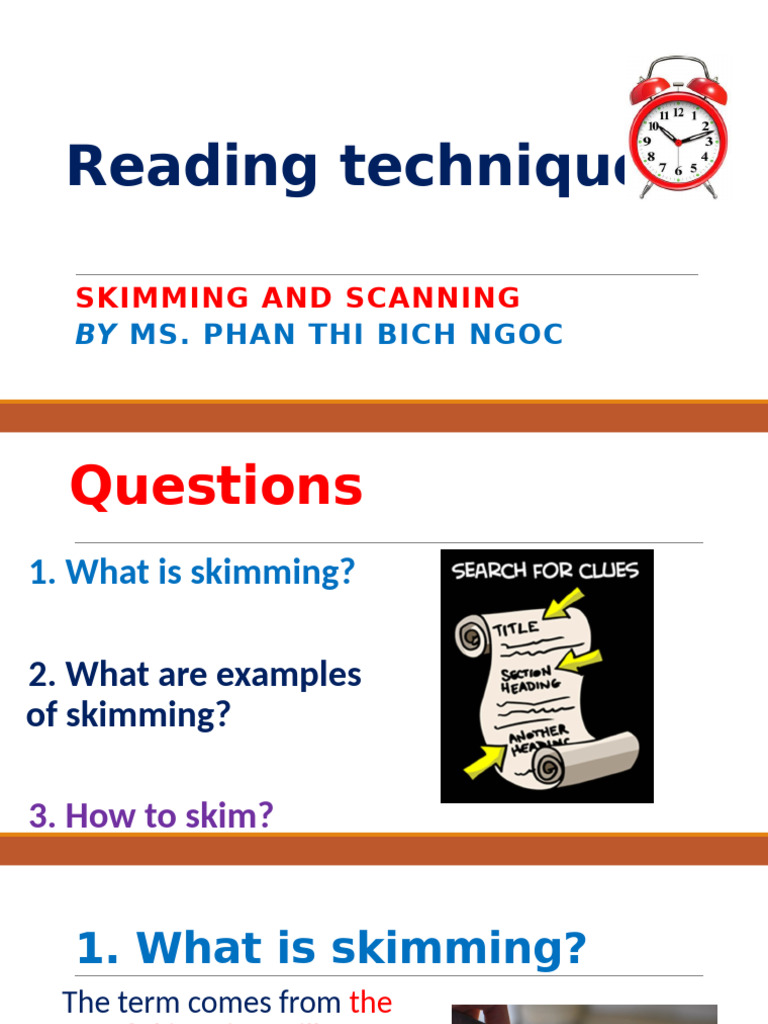 Skimming and Scanning Techniques | PDF | Speed Reading | Question